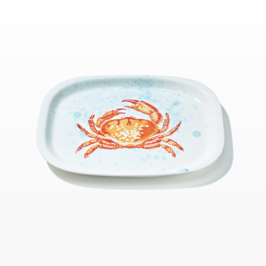 Ceramic plate crab rectangular "Watercolors Splash - oceanstore